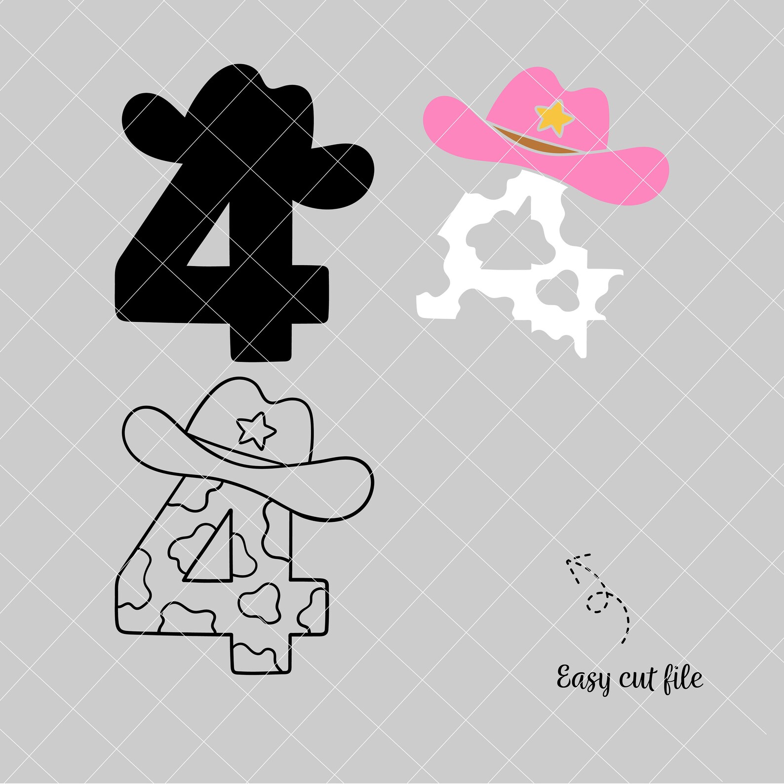 Cowgirl Number Four Svg Cow Four Svg Farm Animal Clipart Kid Cow Svg ...