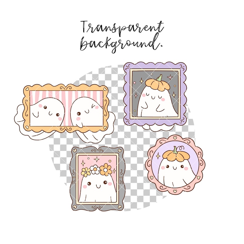 Pastel Ghost Frames Clipart Halloween Clipart Cute Ghost Png Ghost ...
