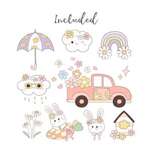 Groovy Spring Clipart Retro Spring Clipart Bunny Png Easter Clipart ...