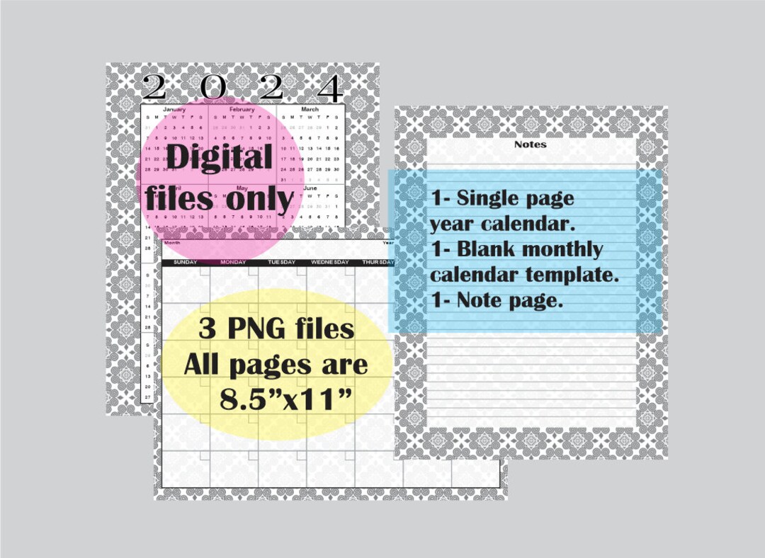 Blank Calendar and Note Templates C2 - Etsy