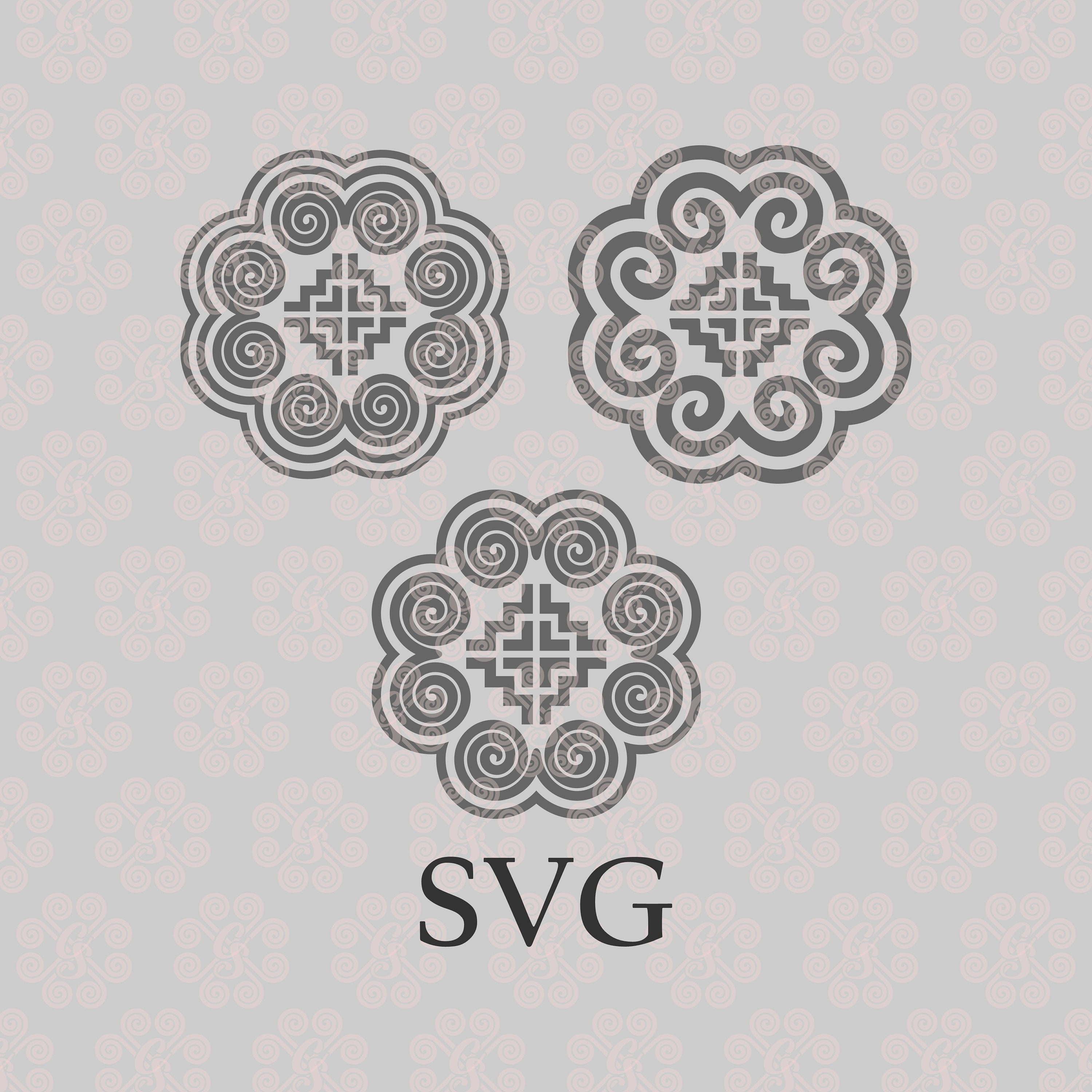 Hmong Motif Elephant Foot Print Set Set of 3 - Etsy Finland