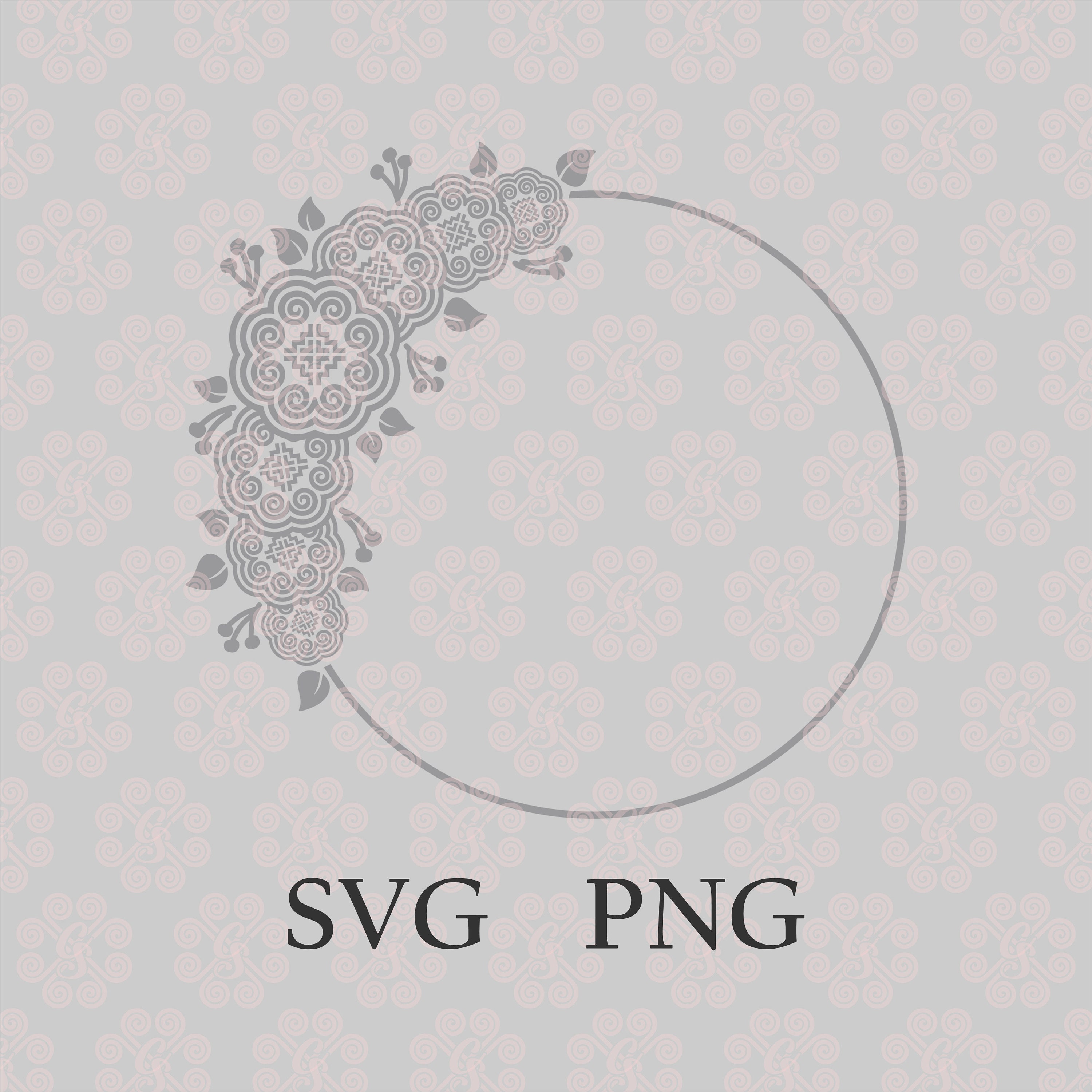 Hmong Inspired Circle Frame SVG PNG CF1 - Etsy