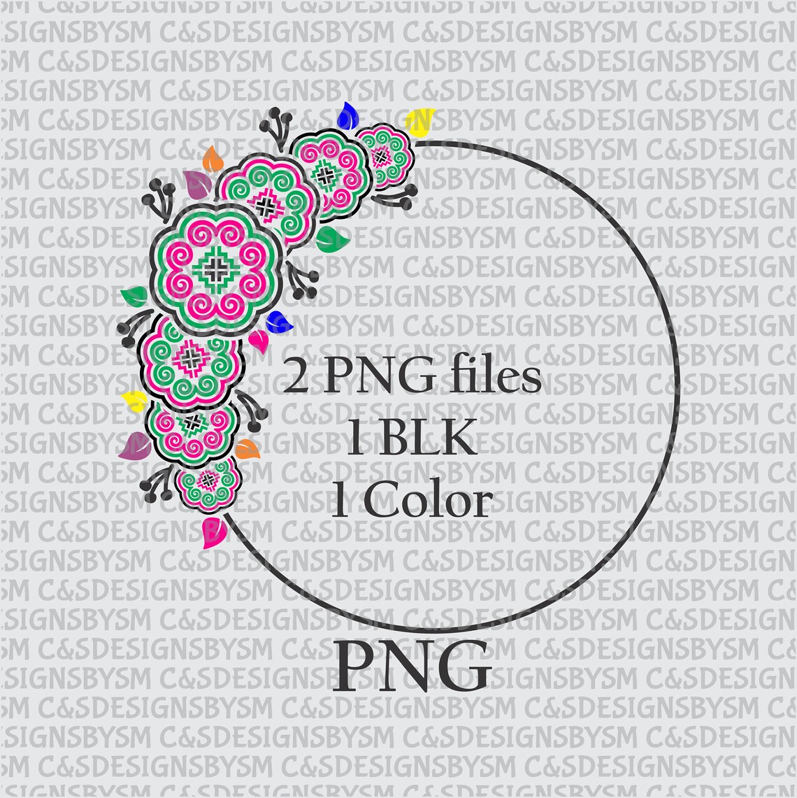 Hmong Inspired Circle Frame SVG PNG CF1 - Etsy