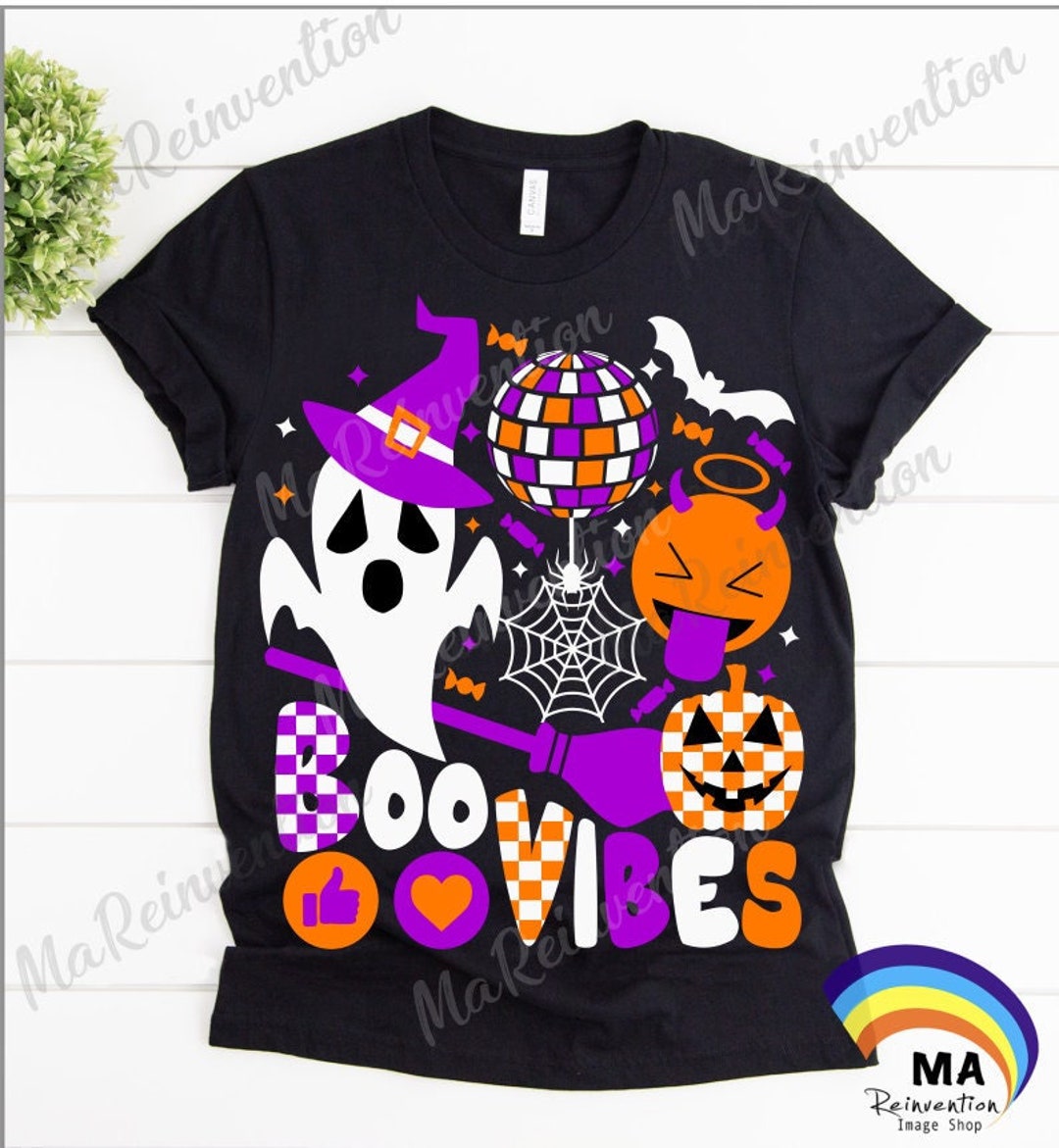 Digital Image .svg, .studio3 and .png of Boo Vibes, Retro Halloween ...