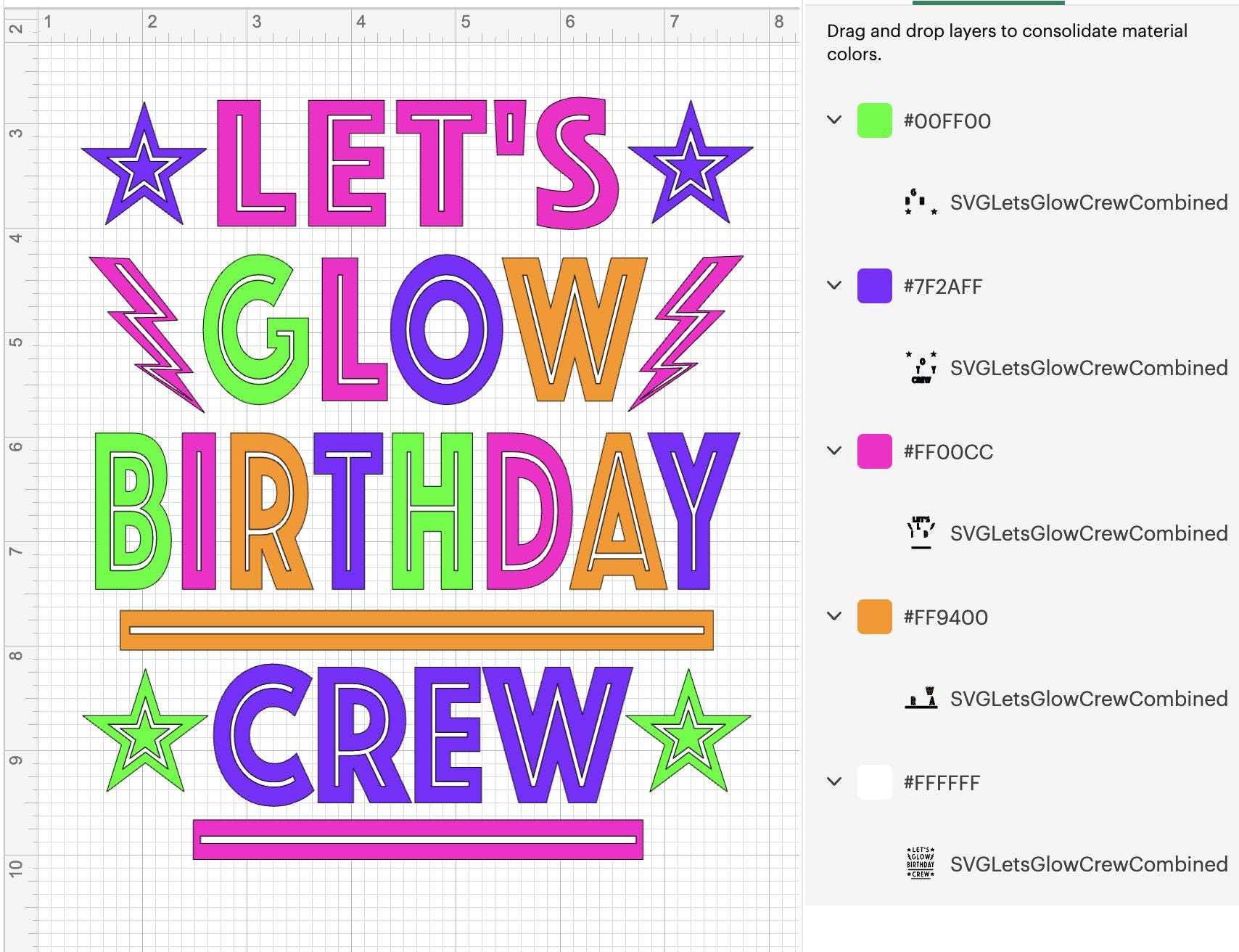 Let's Glow Birthday Crew: Neon Party SVG PNG STUDIO3 (digital Download ...