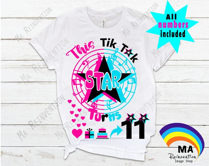 Tiktok Star Birthday SVG PNG STUDIO3: Number Age Design (digital ...