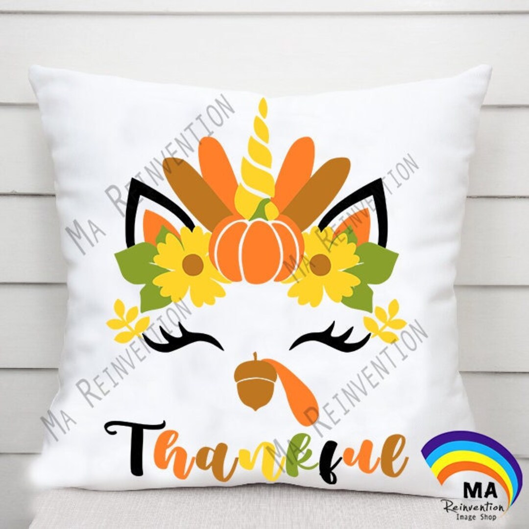 Thankful Turkey Unicorn SVG, PNG, STUDIO3. Thanksgiving Digital Print ...