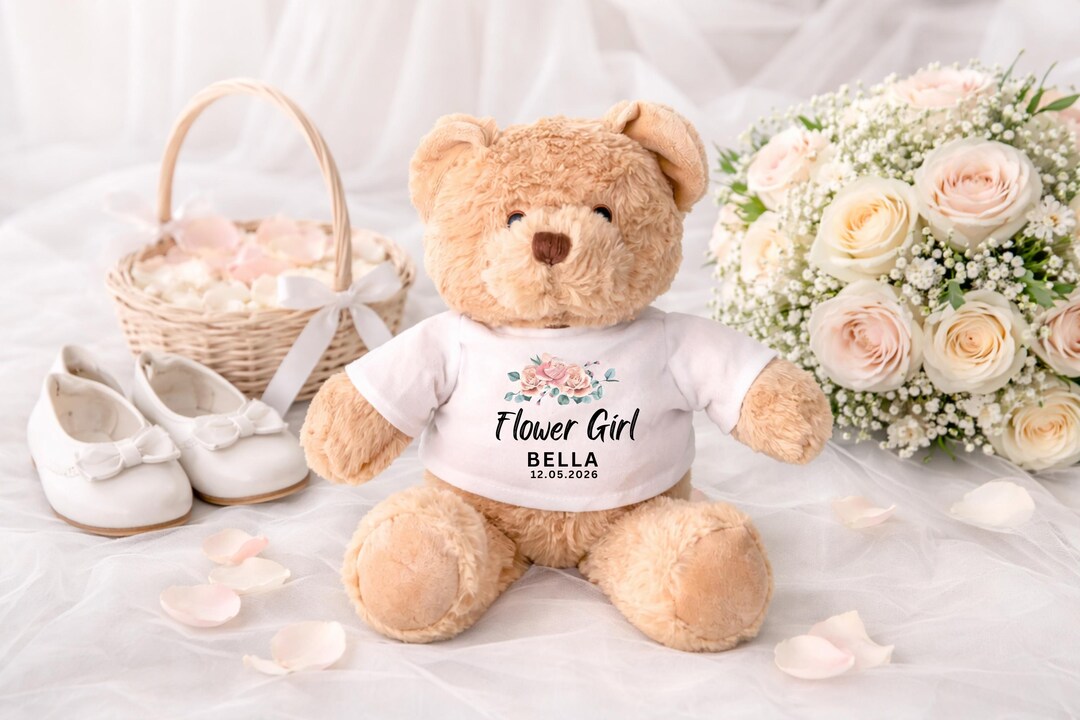 Flower Girl Keepsake Proposal Personalised Teddy Bear - Etsy