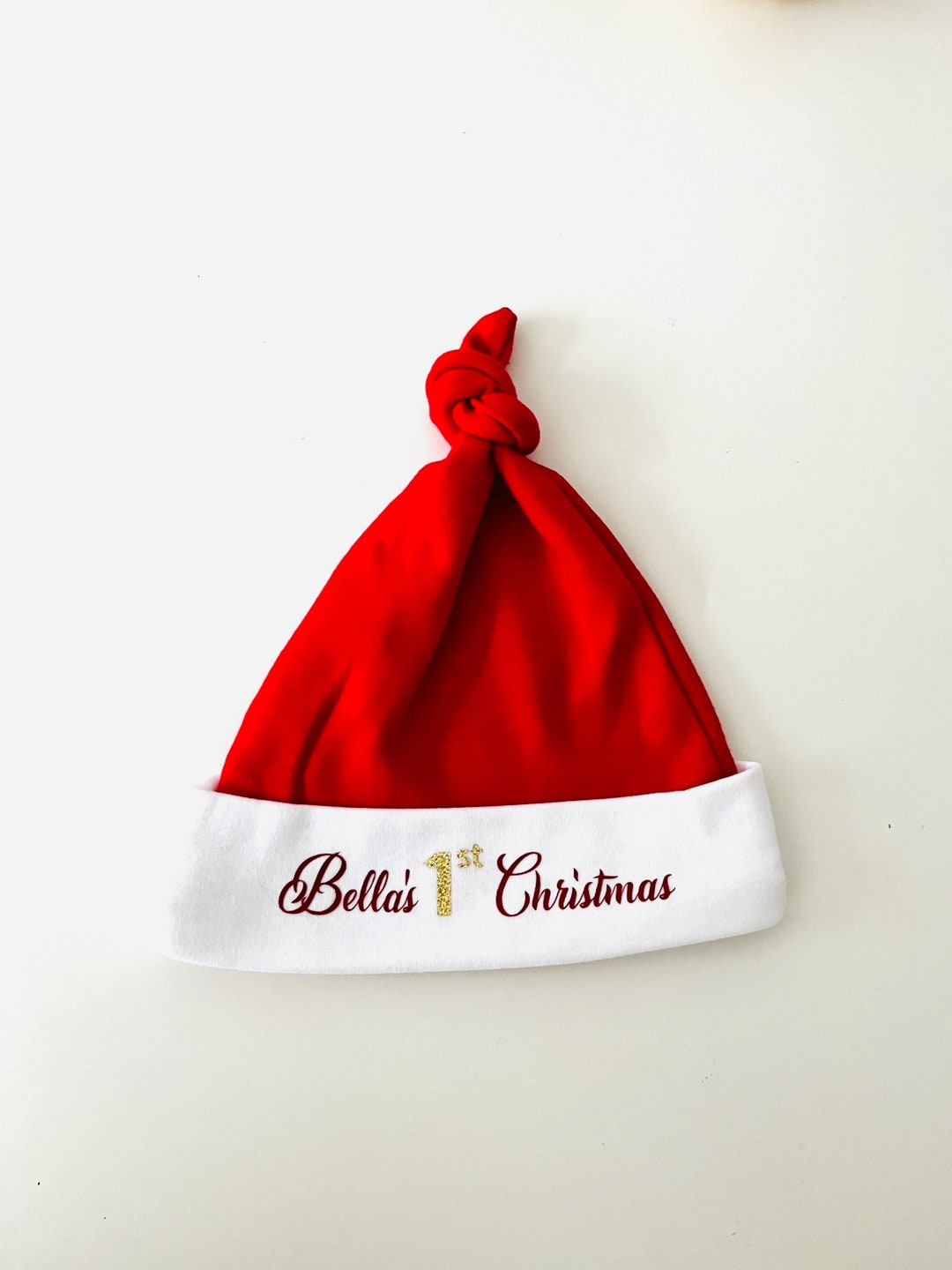 Baby Santa Hat My First Christmas Knotted Baby Beanie Personalised ...