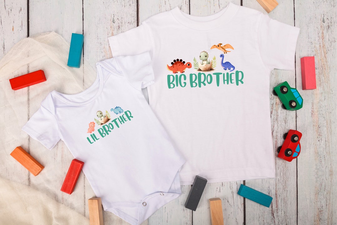 Big Brother Little Brother Dinosaur Sibling Graphic Tee Pregnancy ...