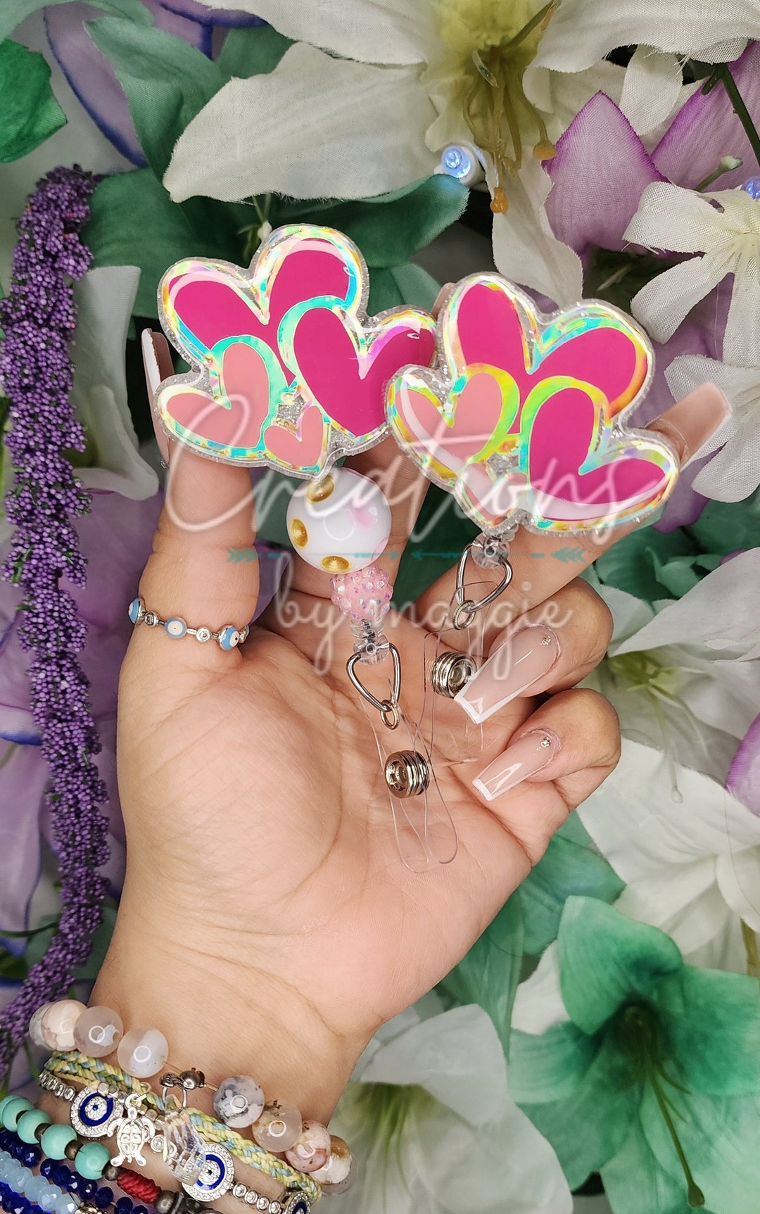 Valentine's Day Inspired Badge Reel | Pink & Gold Heart Badge Reel ...
