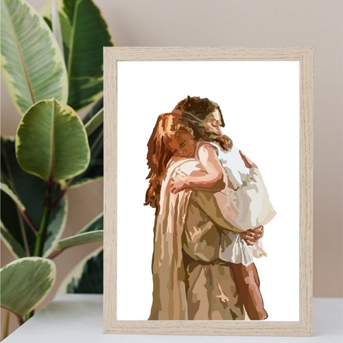Jesus Hugging Child Drawing Print Hugging Child Drawing - Etsy