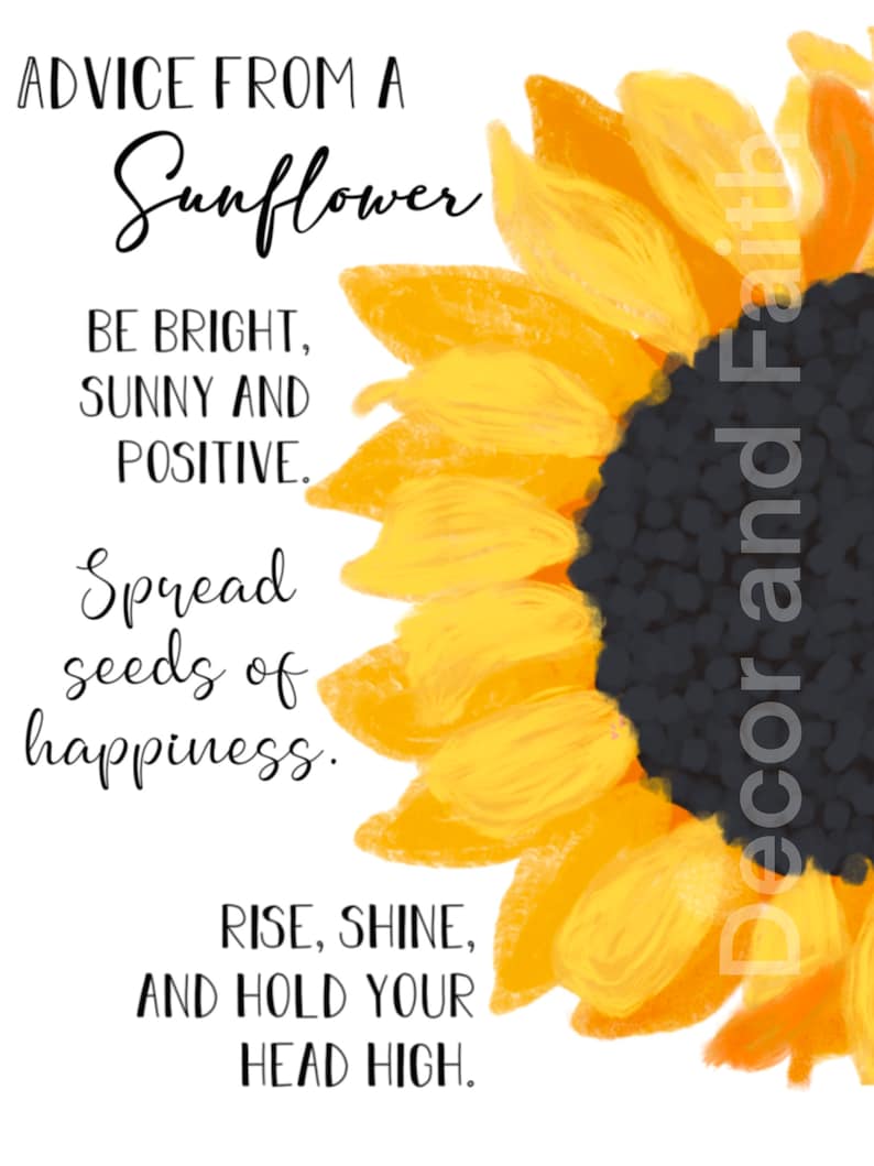 Printable Download Wall Art: Sunflower, Inspirational Sunflower Sign ...