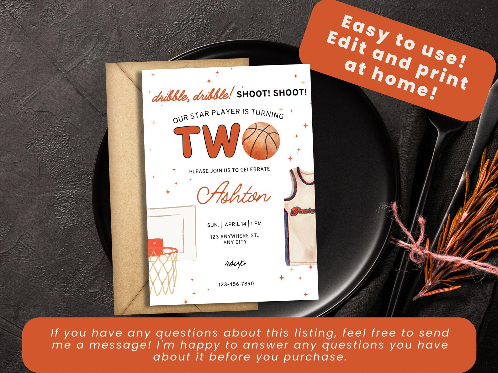Basketball Birthday Invitation, Baby Boy Editable Invite Template ...