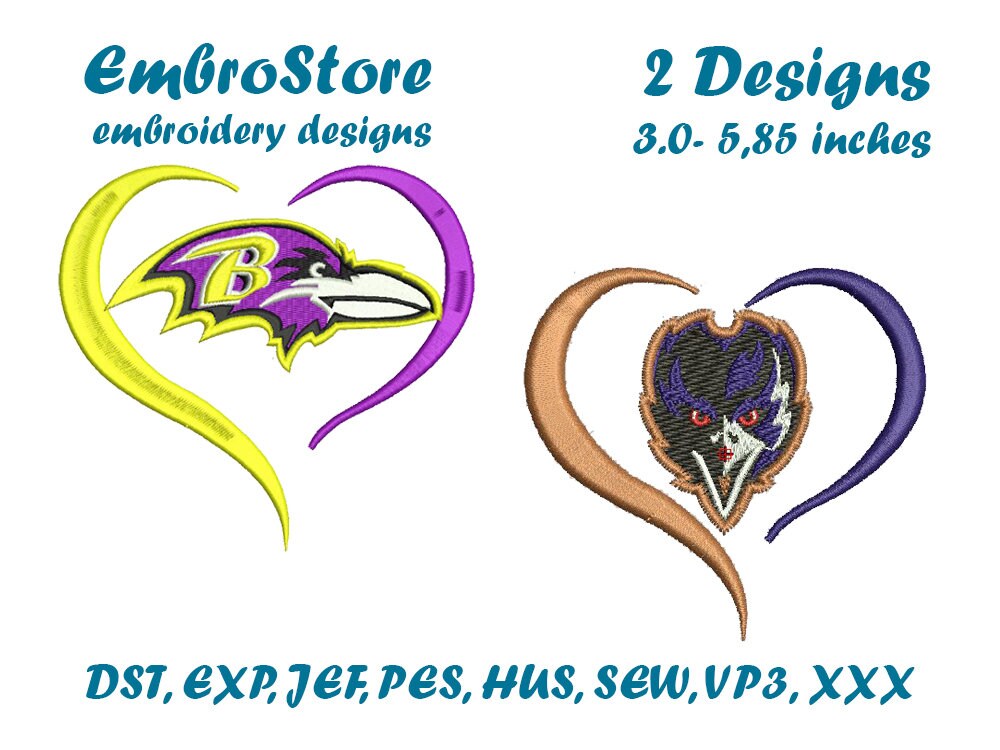 Baltimore Ravens Embroidery Design 3 2 designs 5 sizes | Etsy