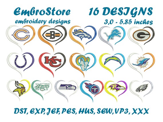 NFL embroidery designs embroidery bundle part 2 16 designs | Etsy