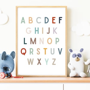 Set of 6 Prints Learning Nursery | Neutral ABC Wall Prints | INSTANT ...