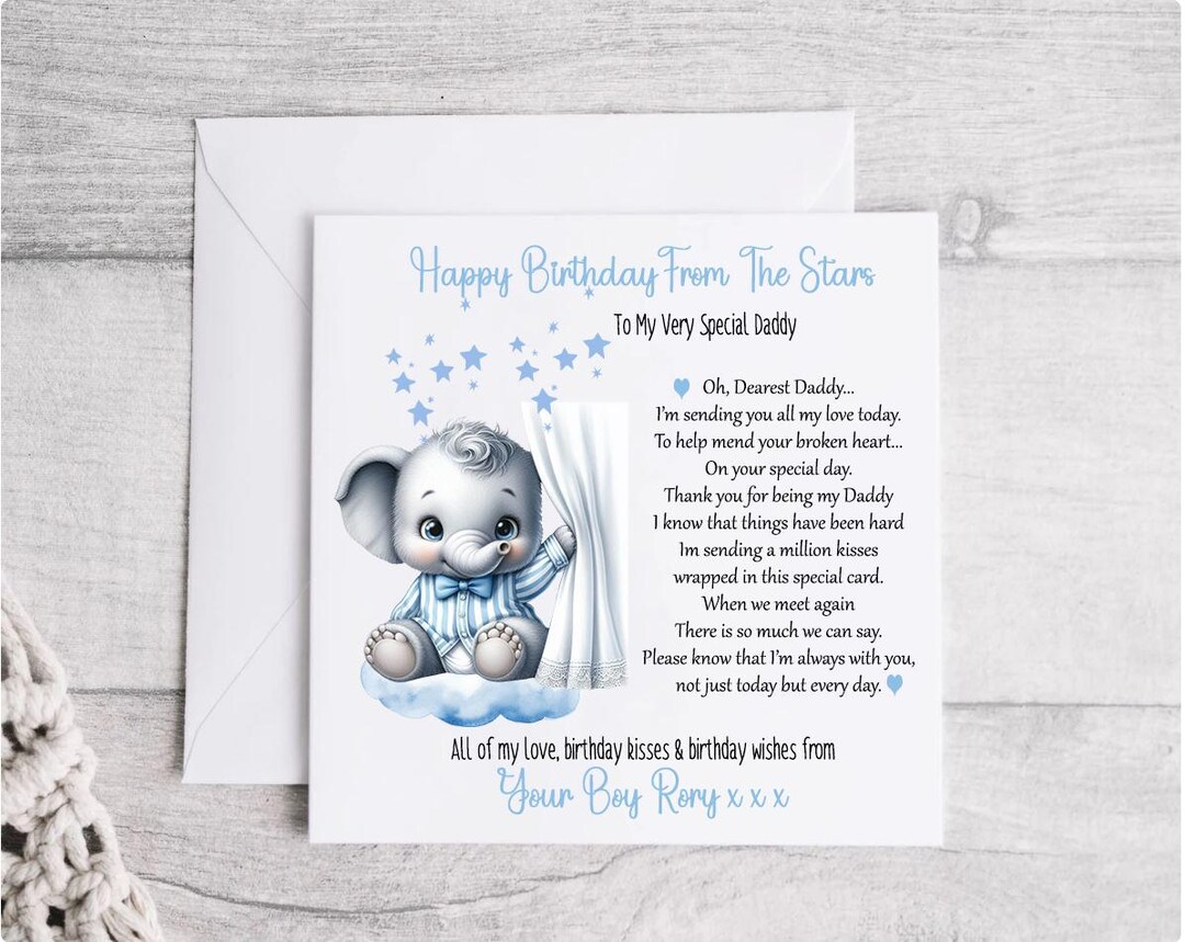 Baby Loss Birthday Card From Heaven: Bereavement Card for Mummy, Daddy ...