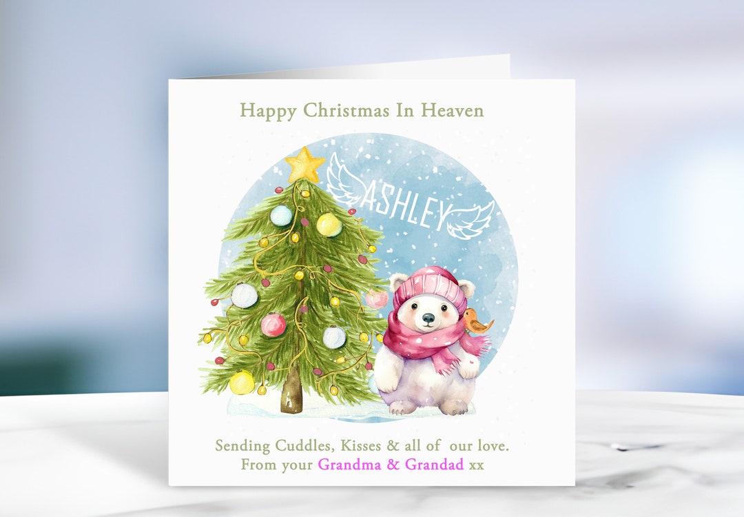 Personalised Christmas in Heaven Angel Baby Loss Card Child Bereavement ...