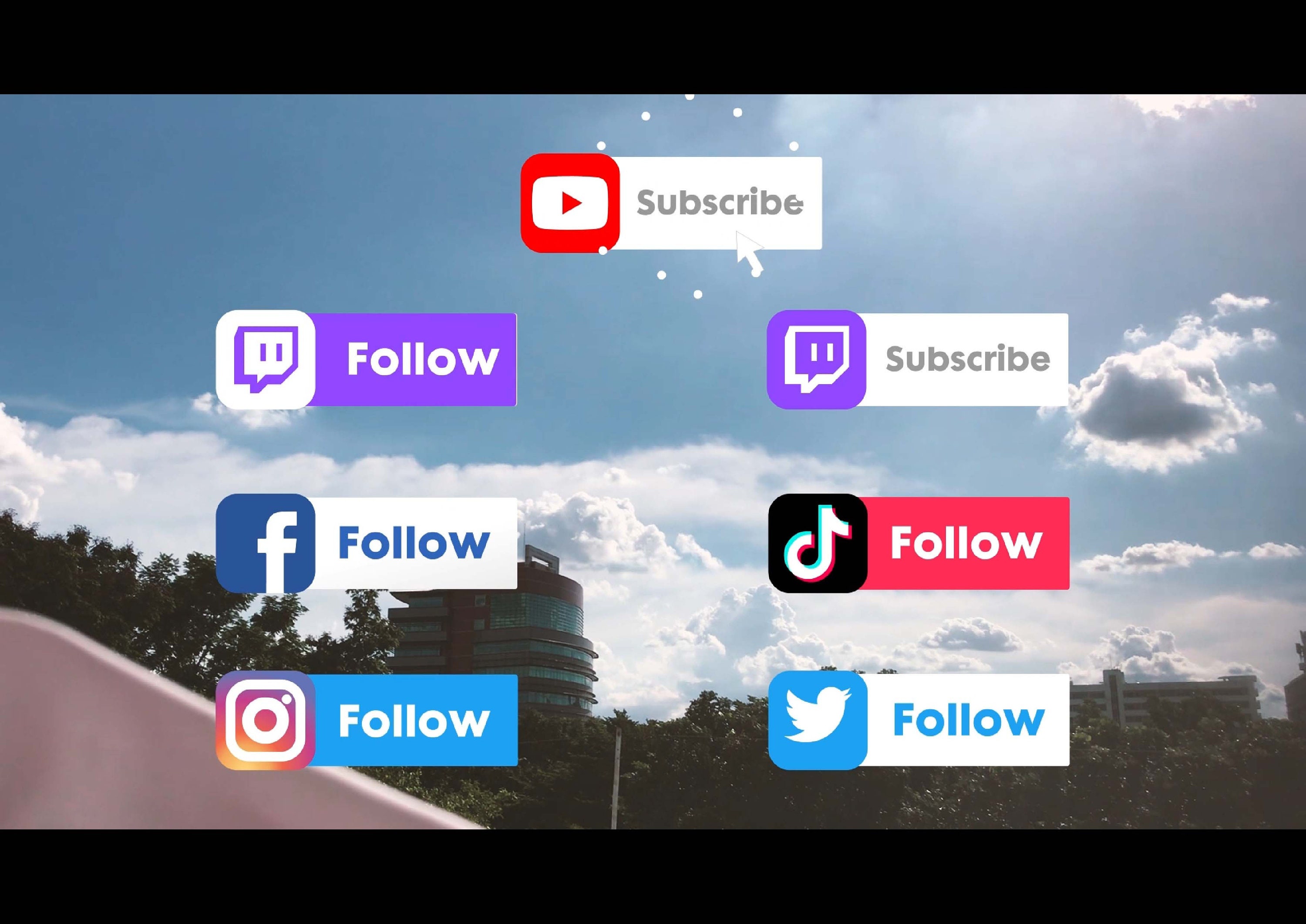 Animation follow button set03 for video/youtube/streaming | Etsy