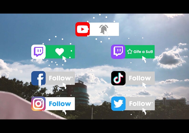 Animation follow button set03 for video/youtube/streaming | Etsy