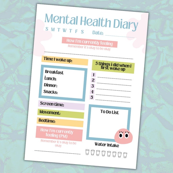 Mental Health Diary - Etsy