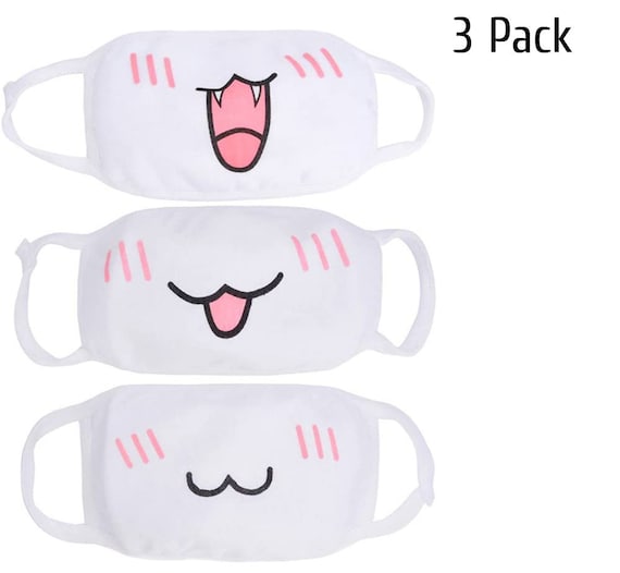 Cute Anime Face Masks 3 Pack | Etsy