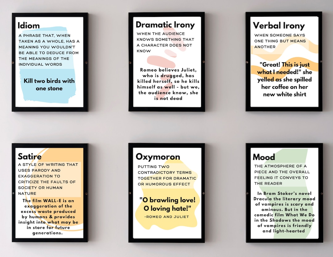 Literary Devices Classroom Posters Rainbow Pastel Colors - Etsy