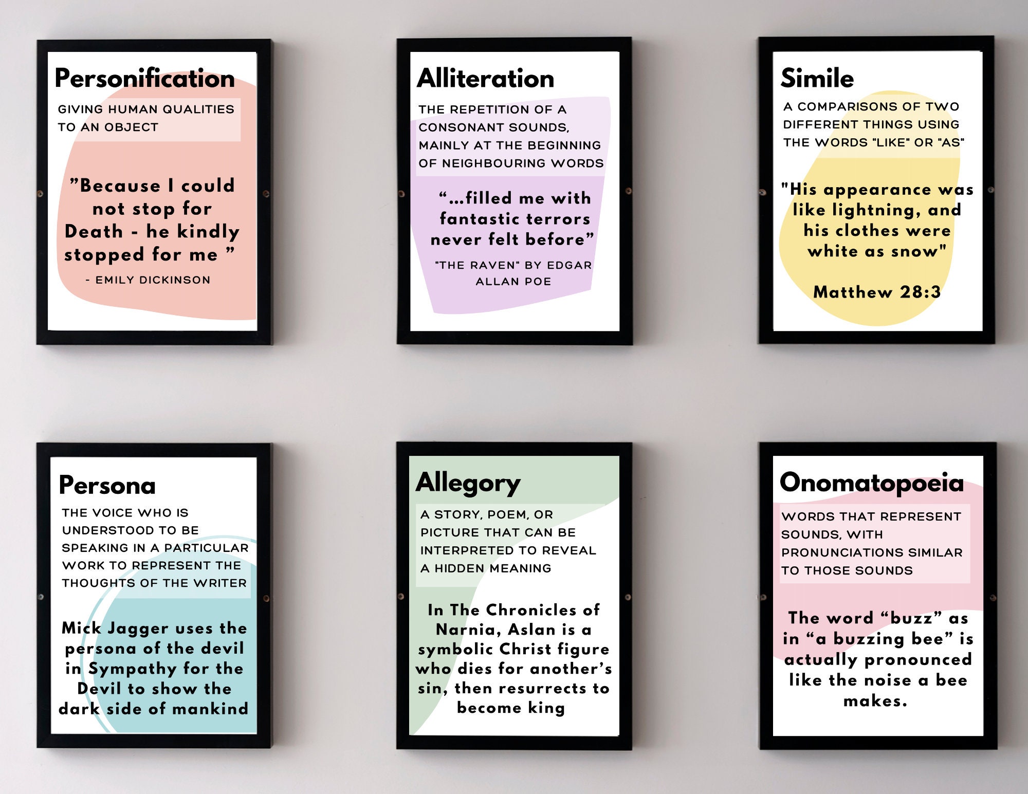 Literary Devices Classroom Posters Rainbow Pastel Colors - Etsy