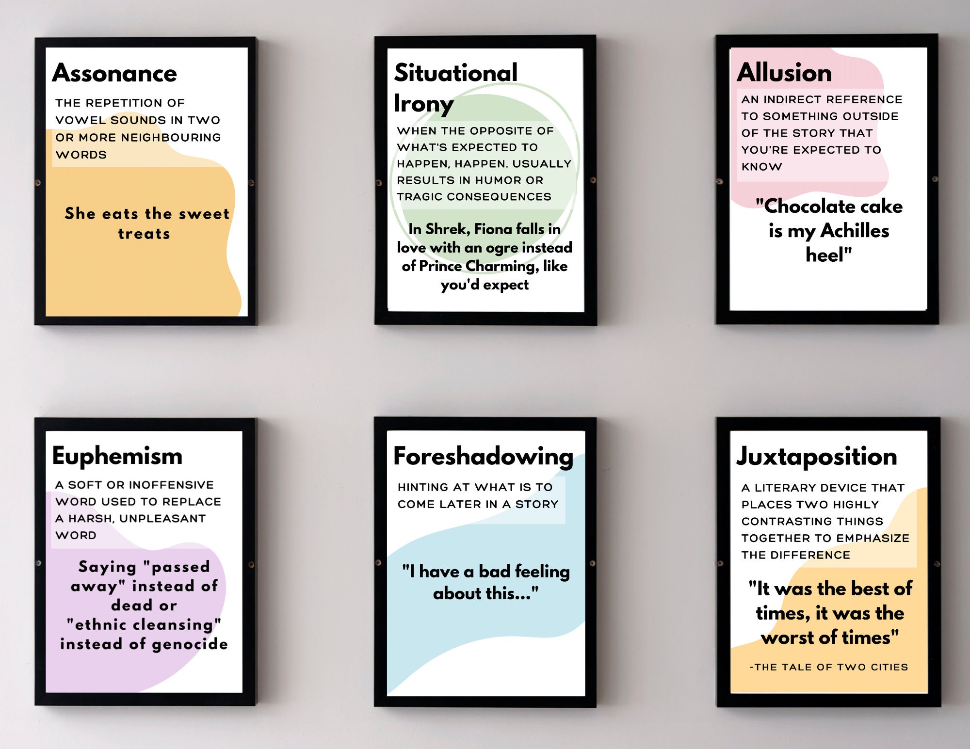 Literary Devices Classroom Posters Rainbow Pastel Colors - Etsy
