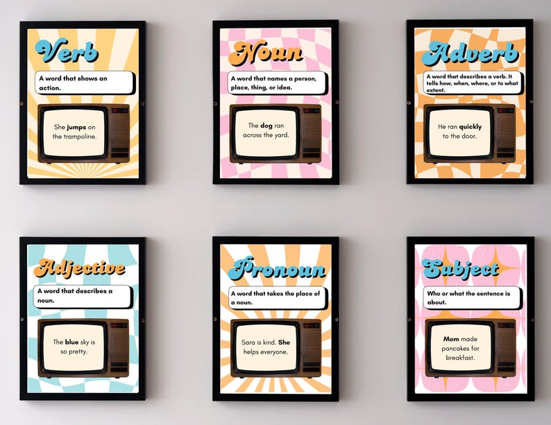 Retro Grammar Posters – Printable Classroom Decor (PDF & JPEG) - Etsy ...