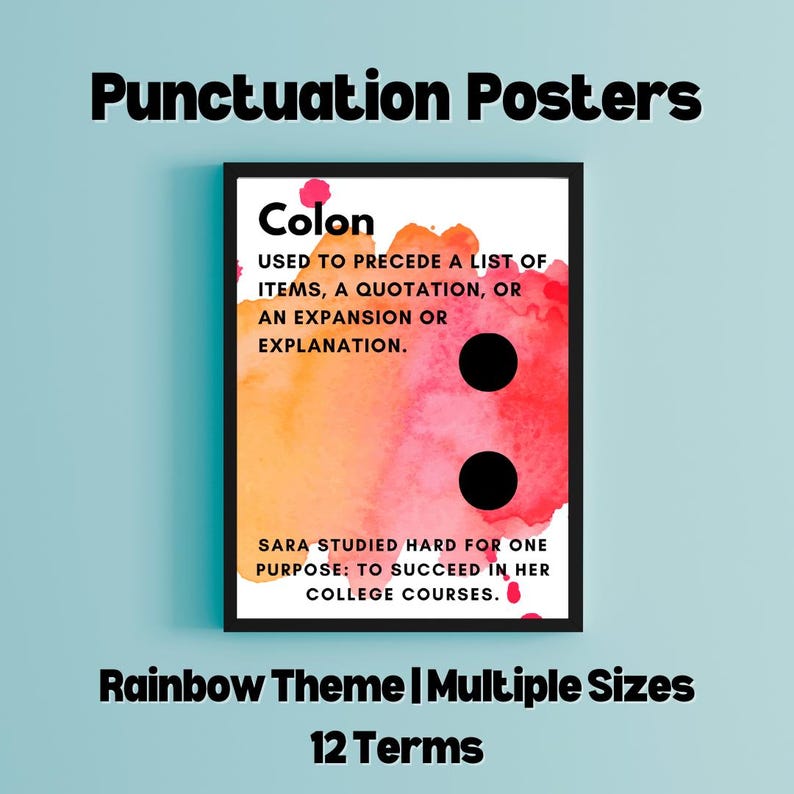 Colorful Punctuation Posters – Printable Classroom Decor (PDF & PNG) - Etsy