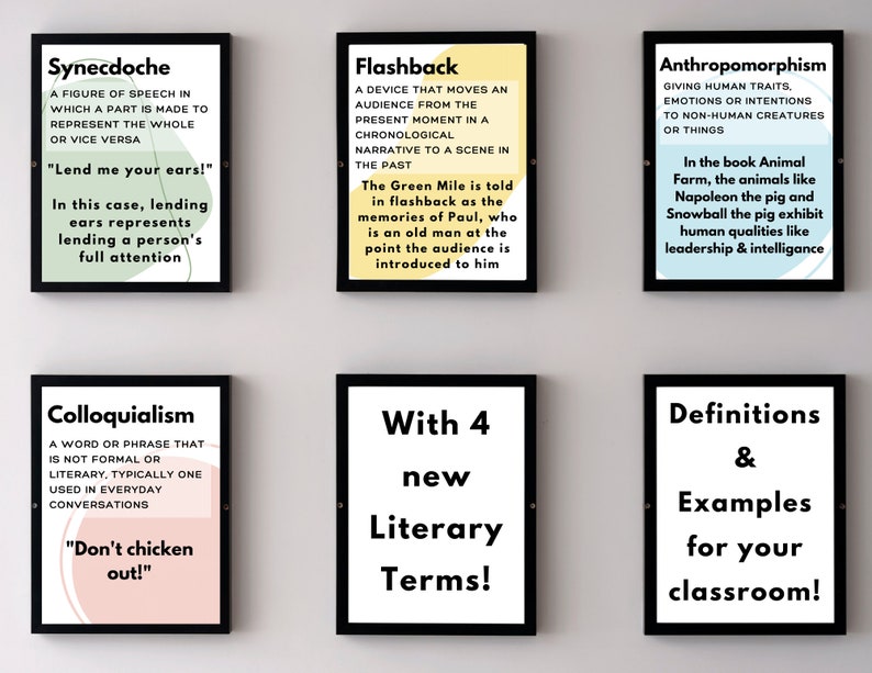 Literary Devices Classroom Posters Rainbow Pastel Colors - Etsy