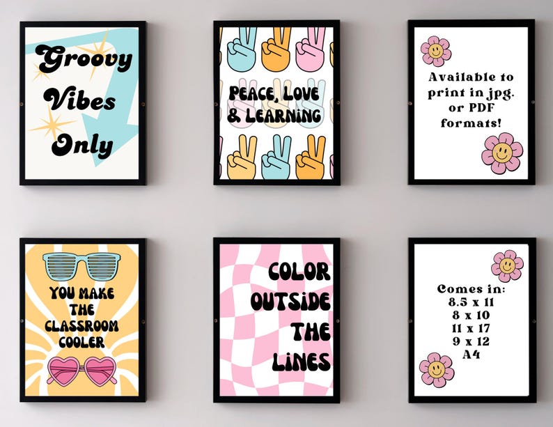 Groovy Retro Style Classroom Posters (digital Download, PDF & PNG - Etsy