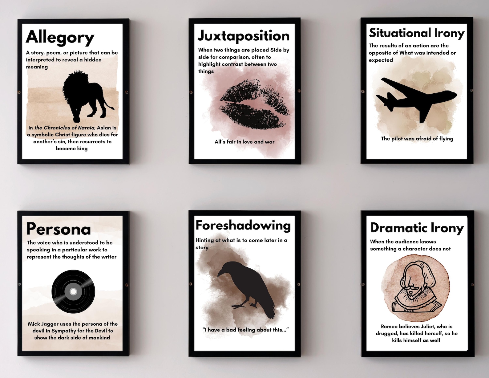 Literary Devices Classroom Posters: ELA Decor, Middle & High School ...