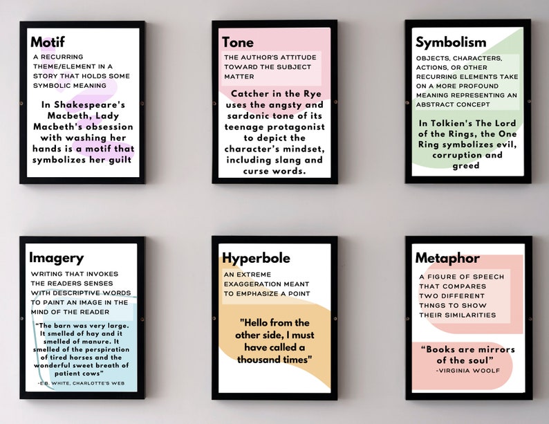 Literary Devices Classroom Posters Rainbow Pastel Colors - Etsy
