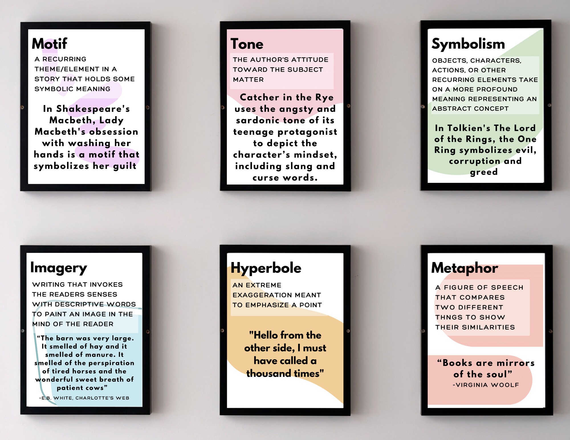 Literary Devices Classroom Posters Rainbow Pastel Colors - Etsy