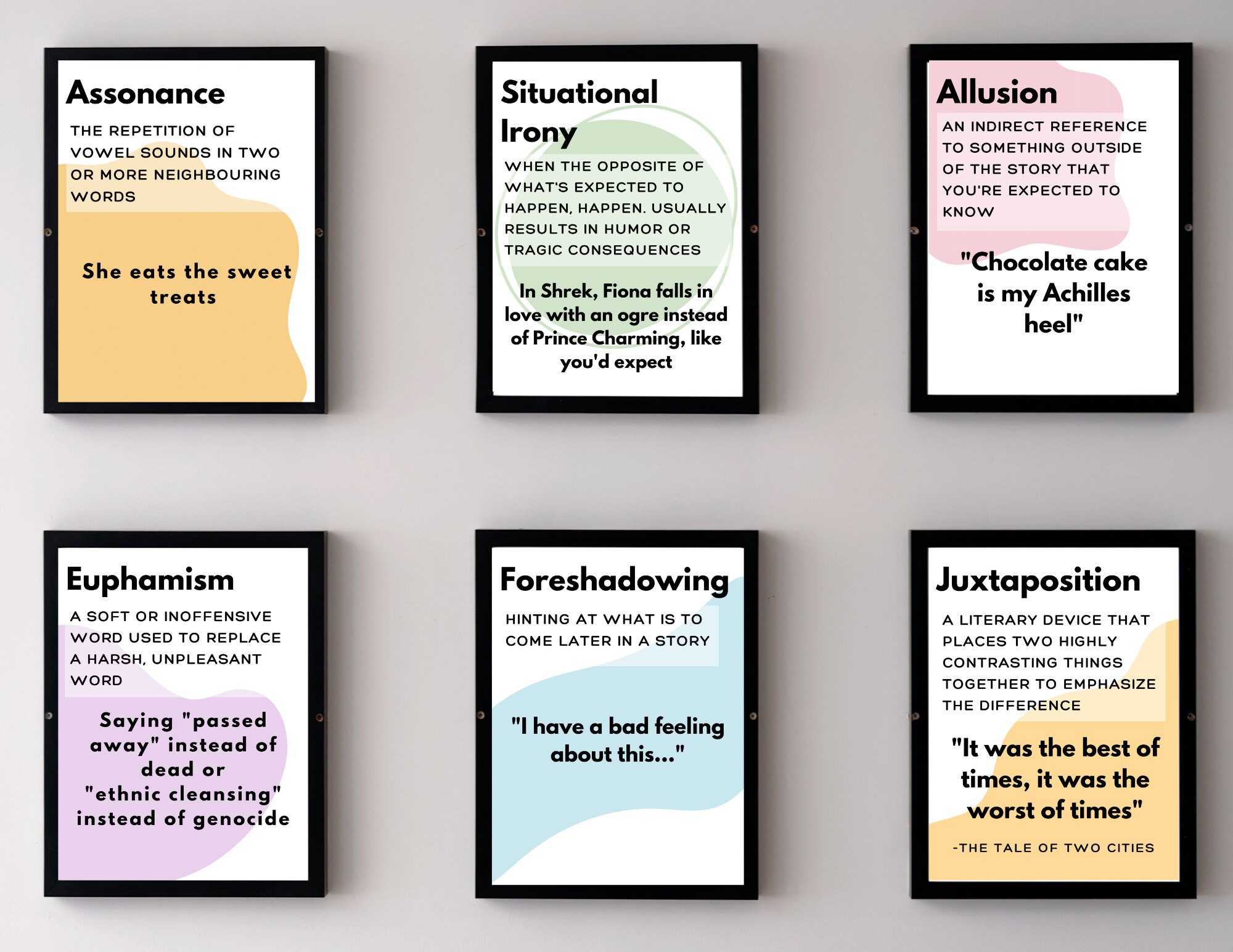 Literary Devices Classroom Posters Rainbow Pastel Colors - Etsy
