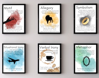 Literary Devices Posters Bundle, Set of 20, Modern Boho English ...