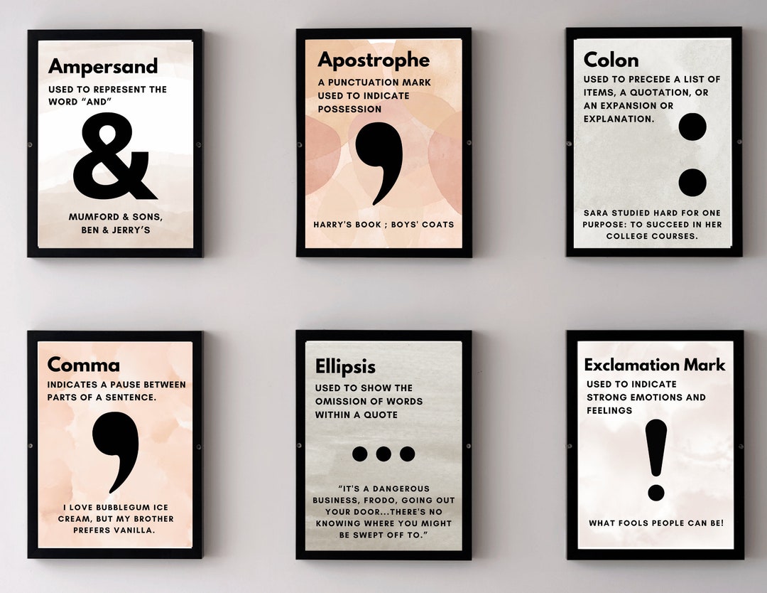 Neutral Color Classroom Punctuation Posters - Etsy