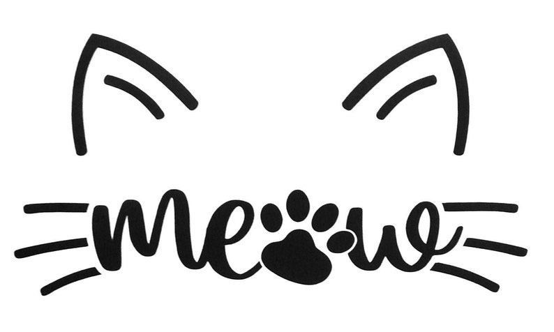 Meow Cat Face Paw Print Vinyl Decal Sticker for Window,car,truck,laptop ...