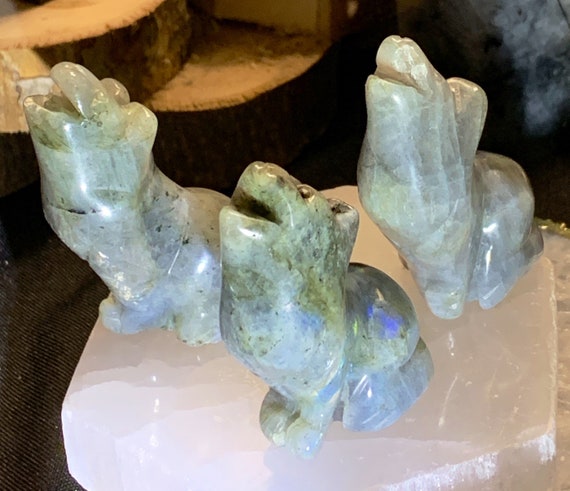 Labradorite Carved Wolves. - Etsy