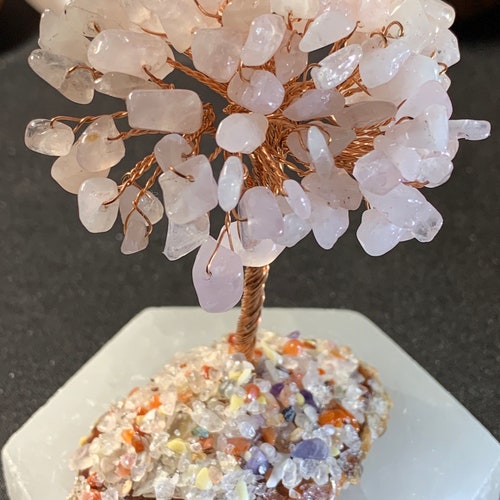 Mini Pink Rose Quartz Tree Gemstone Tree of Life Crystal | Etsy