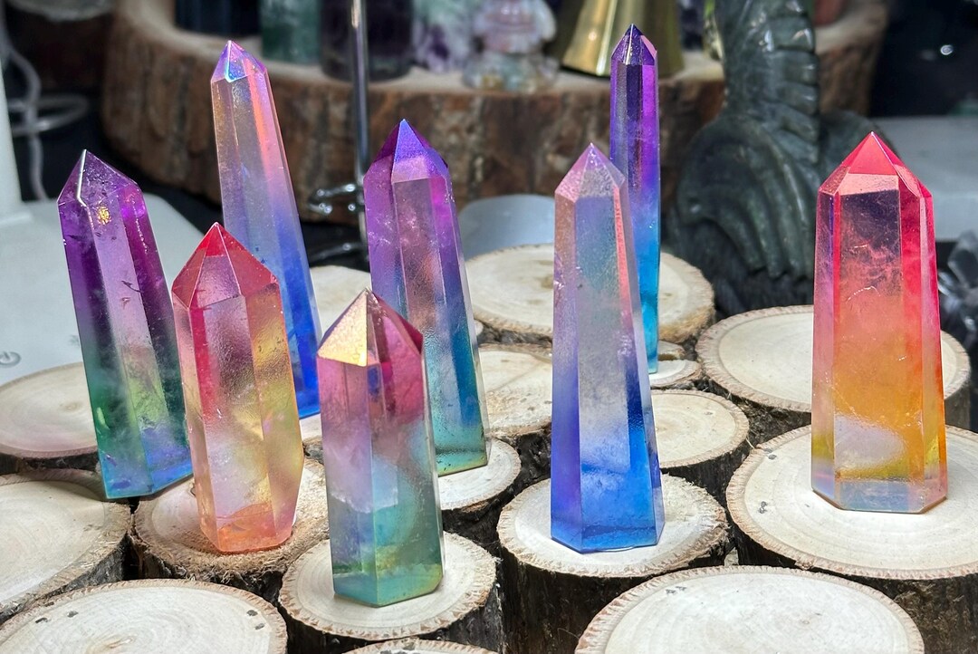 Aura Coated Clear Quartz Points - Etsy