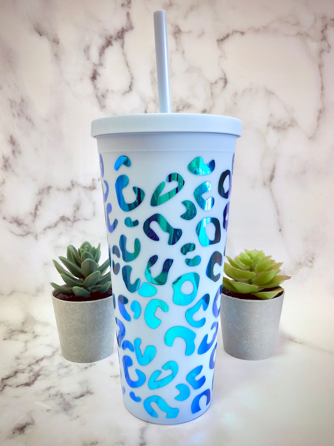 Animal Print Tumbler With Straw Leopard Print Insulated - Etsy