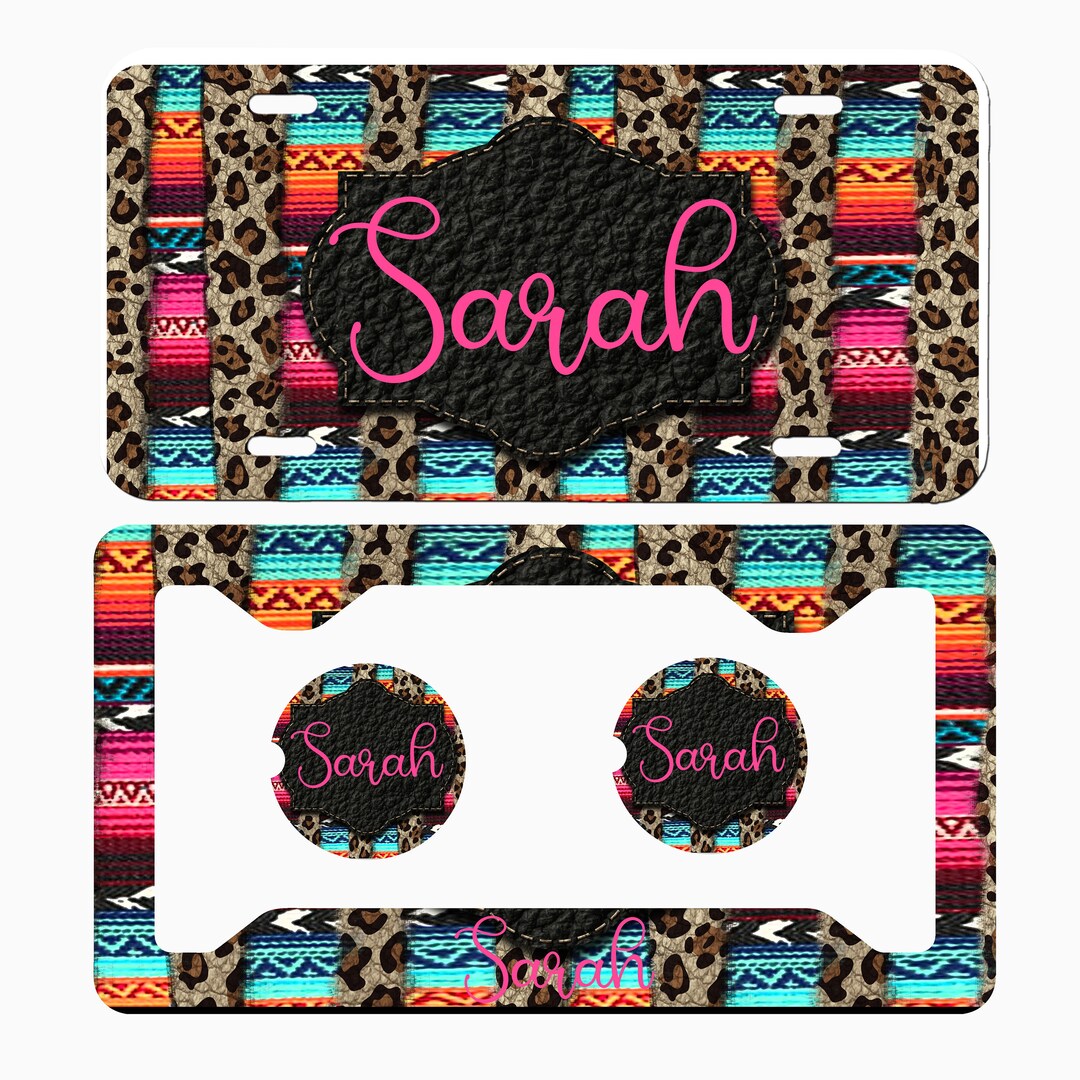 Striped Leopard and Serape License Plate Car Tag,custom License Plate ...