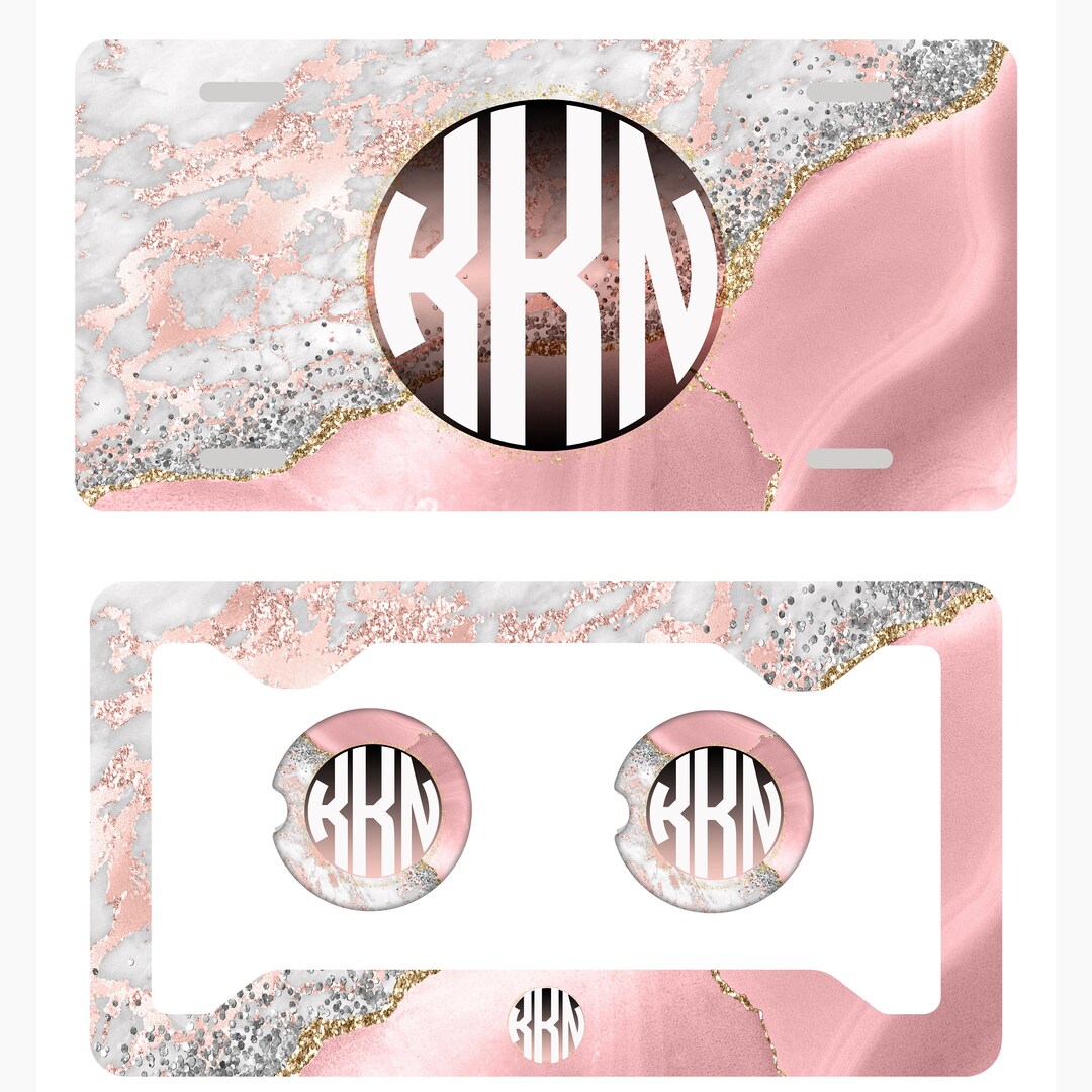 Agate Marble Personalized License Frame Car Coasters License Plate Car ...