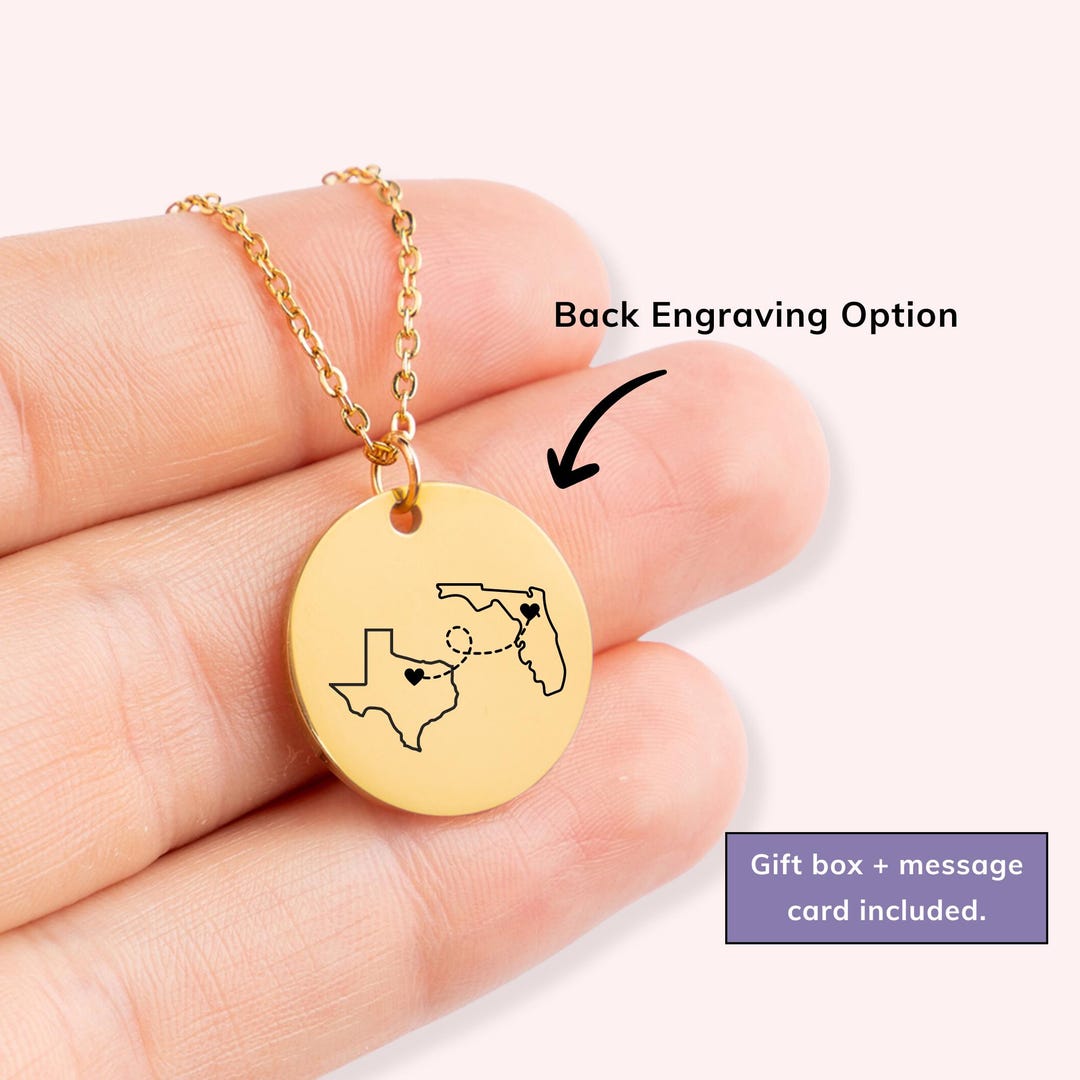 Long Distance Necklace, Location Jewelry, Long Distance Living Apart ...