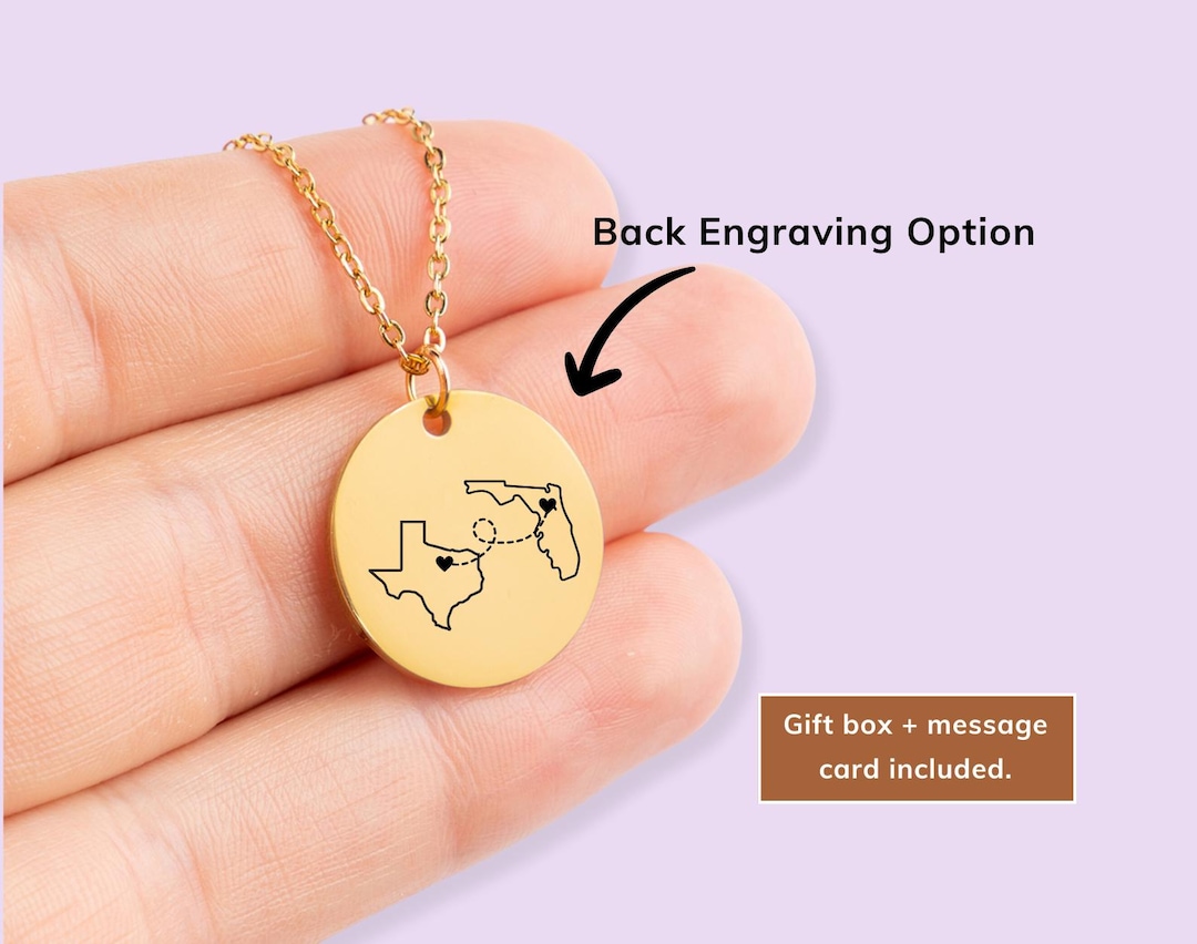 Custom With Any Two Locations Necklace Countries States or Provinces ...