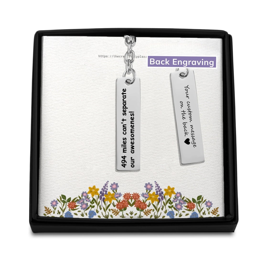 Custom Long Distance Love Stainless Steel Keychain Personalized Long ...